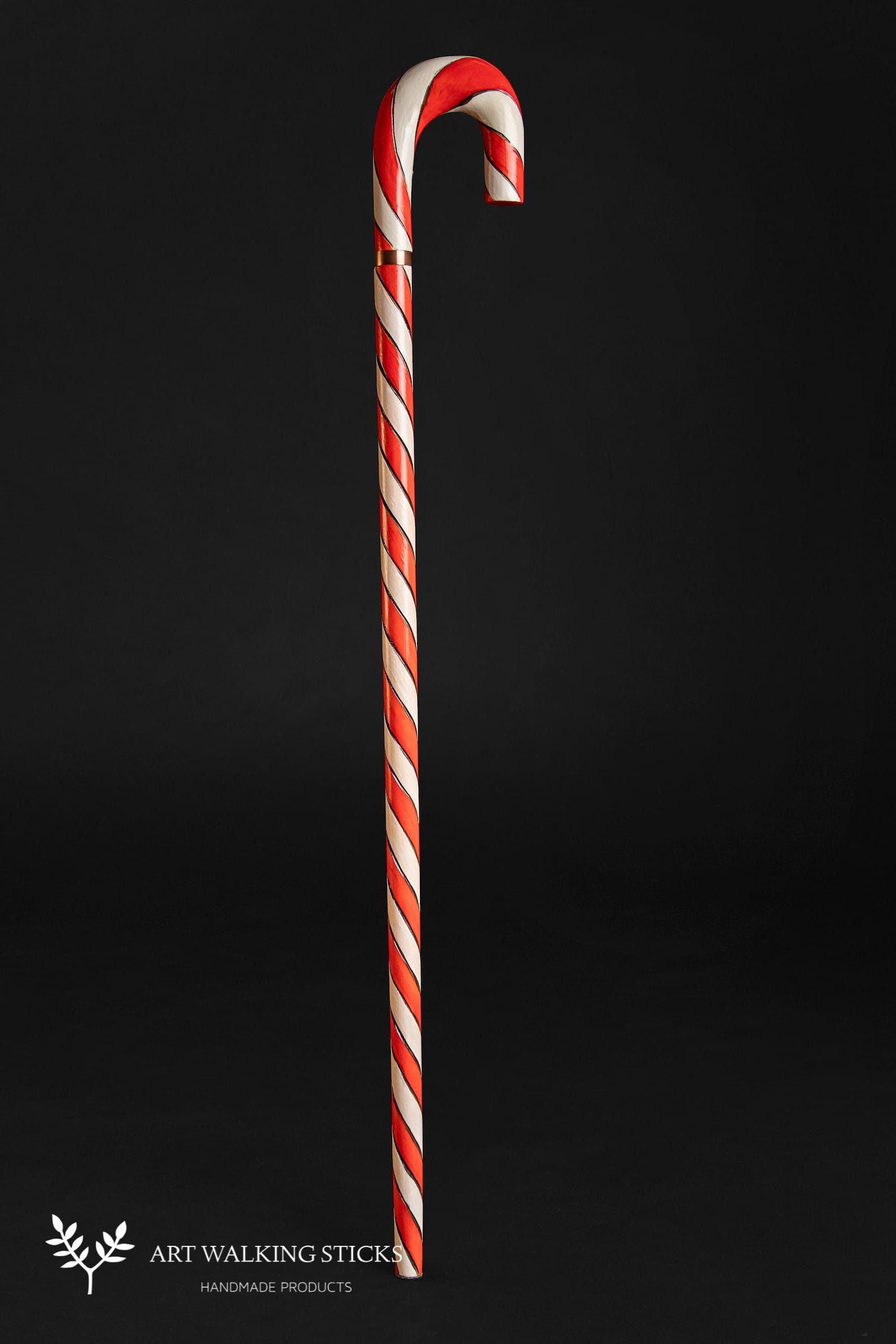 Wooden Candy Walking Cane Christmas, Hand Painted Red White - Etsy