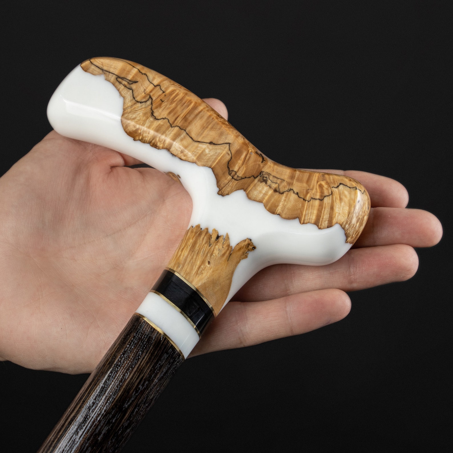 White Epoxy and Maple Burl Walking Cane Stylish Walking Cane | Etsy
