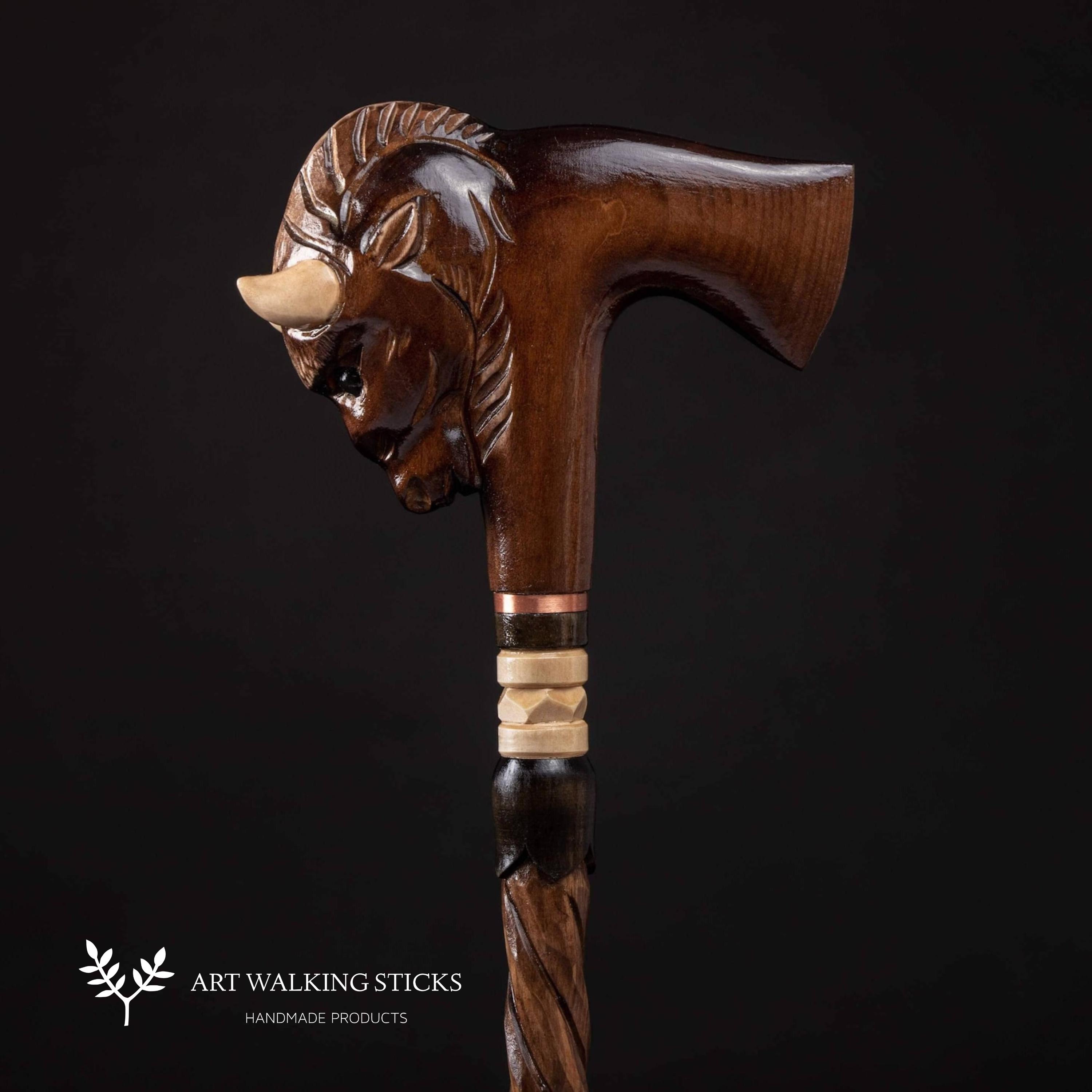 Bull Walking Cane for Men, Fancy Canes Hand Carved Stick and Cane ...