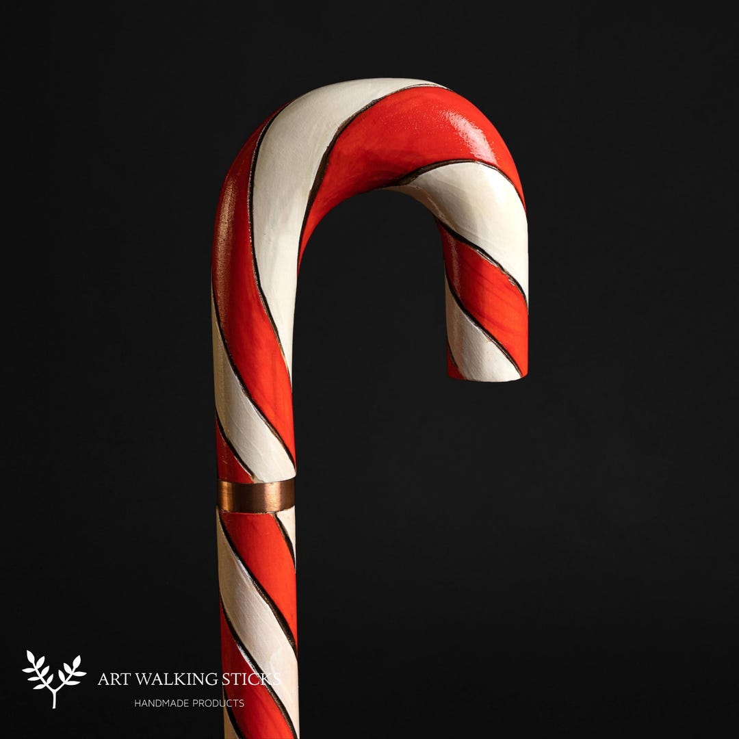 Wooden Candy Walking Cane Christmas, Hand Painted Red White - Etsy