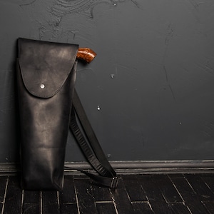 Black Bag for Walking Stick Storage, Walking Cane Case Leather - Cane ...