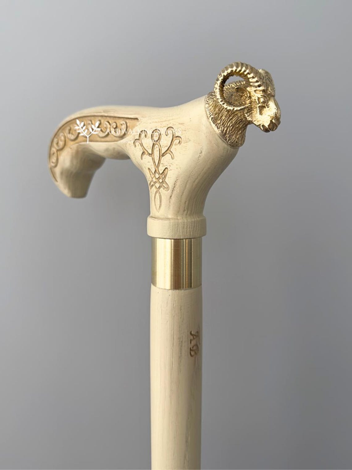 VIP Ram Walking Stick Walking Cane Wood Cane Hand Carved Hiking Stick ...