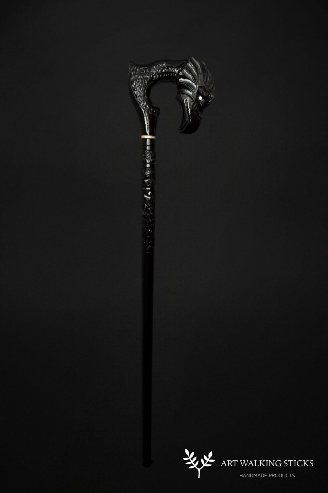 Black Raven Skull Walking Cane Hand-carved Crow, Gothic Modern Style - Etsy