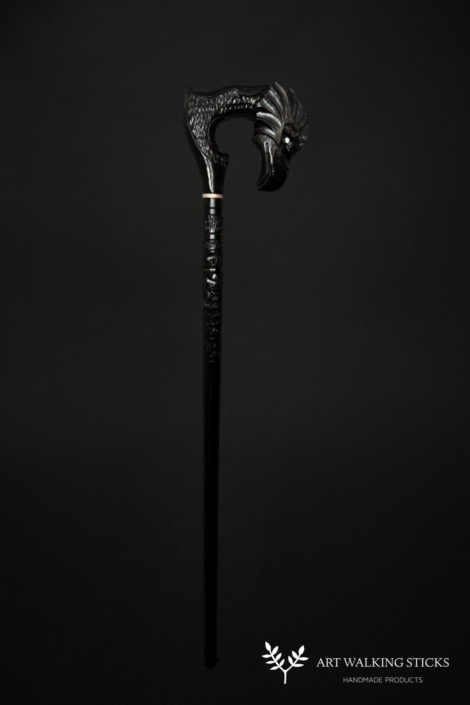 Black Raven Skull Walking Cane Hand-carved Crow, Gothic Modern Style - Etsy