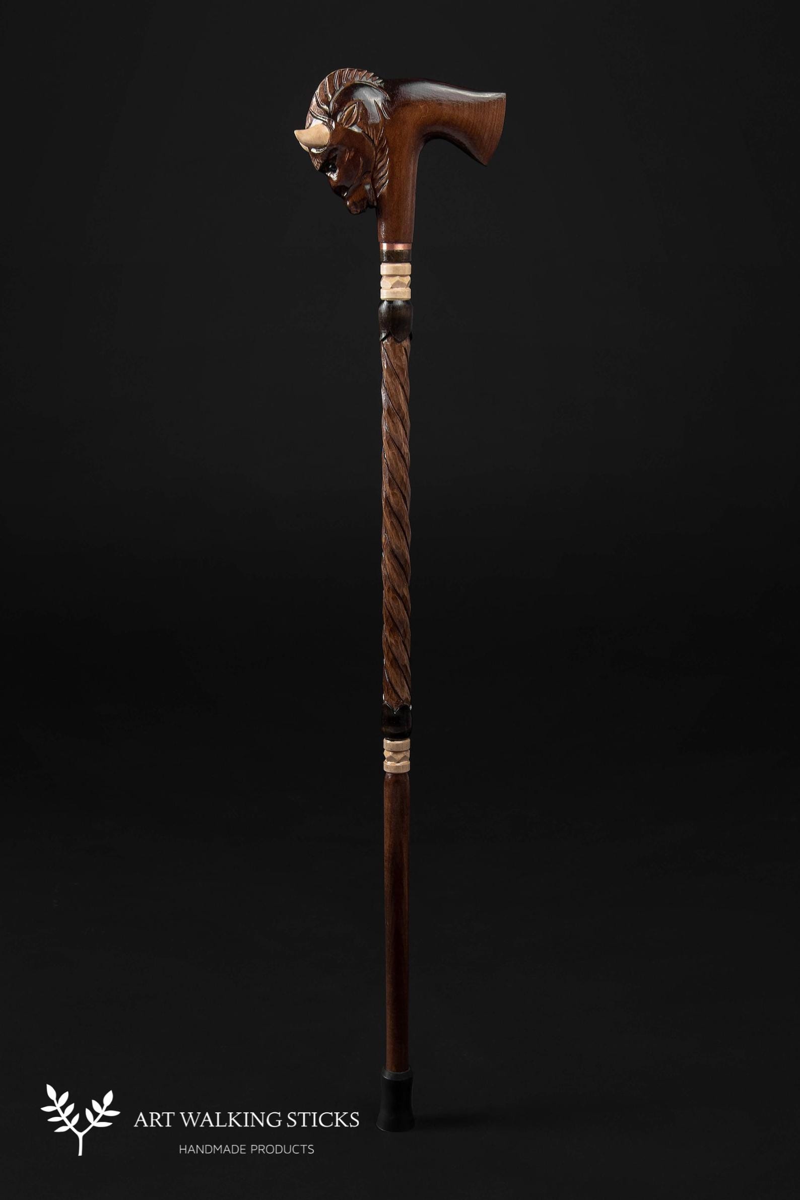 Bull Walking Cane for Men, Fancy Canes Hand Carved Stick and Cane ...