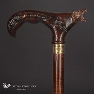 VIP BEAR Walking Stick Walking Cane Wood Cane Hand Carved Hiking Stick ...