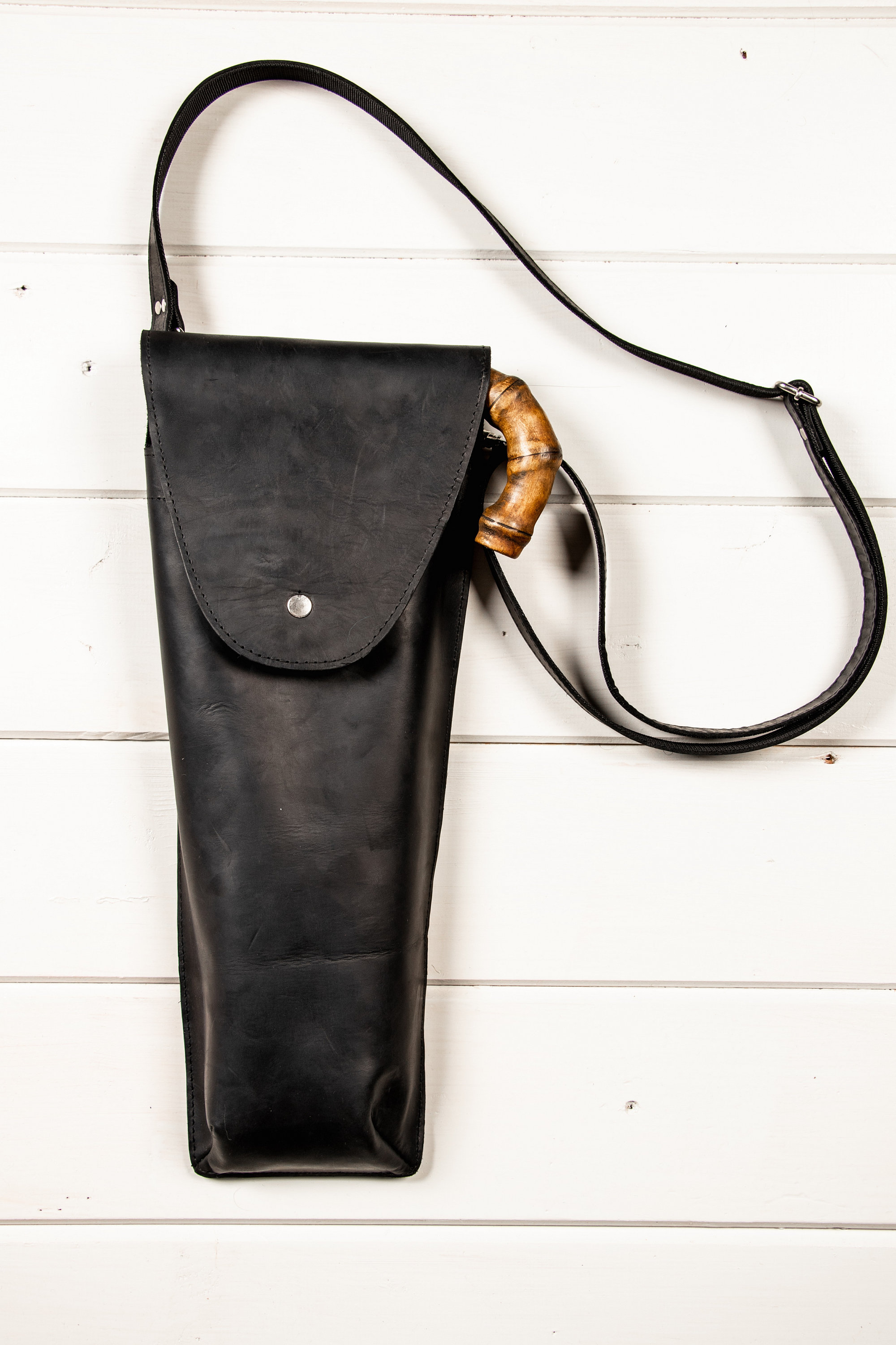 Black Bag for Walking Stick Storage, Walking Cane Case Leather - Cane ...