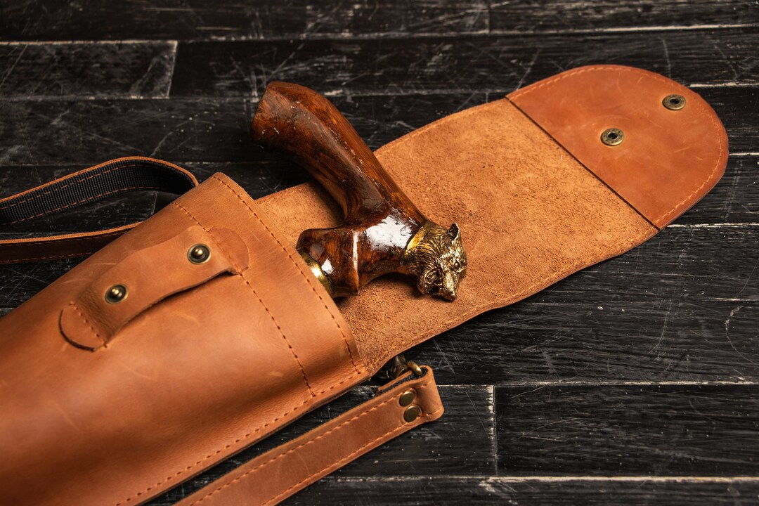 Brown Bag for Walking Stick Storage, Walking Cane Case Leather - Cane ...