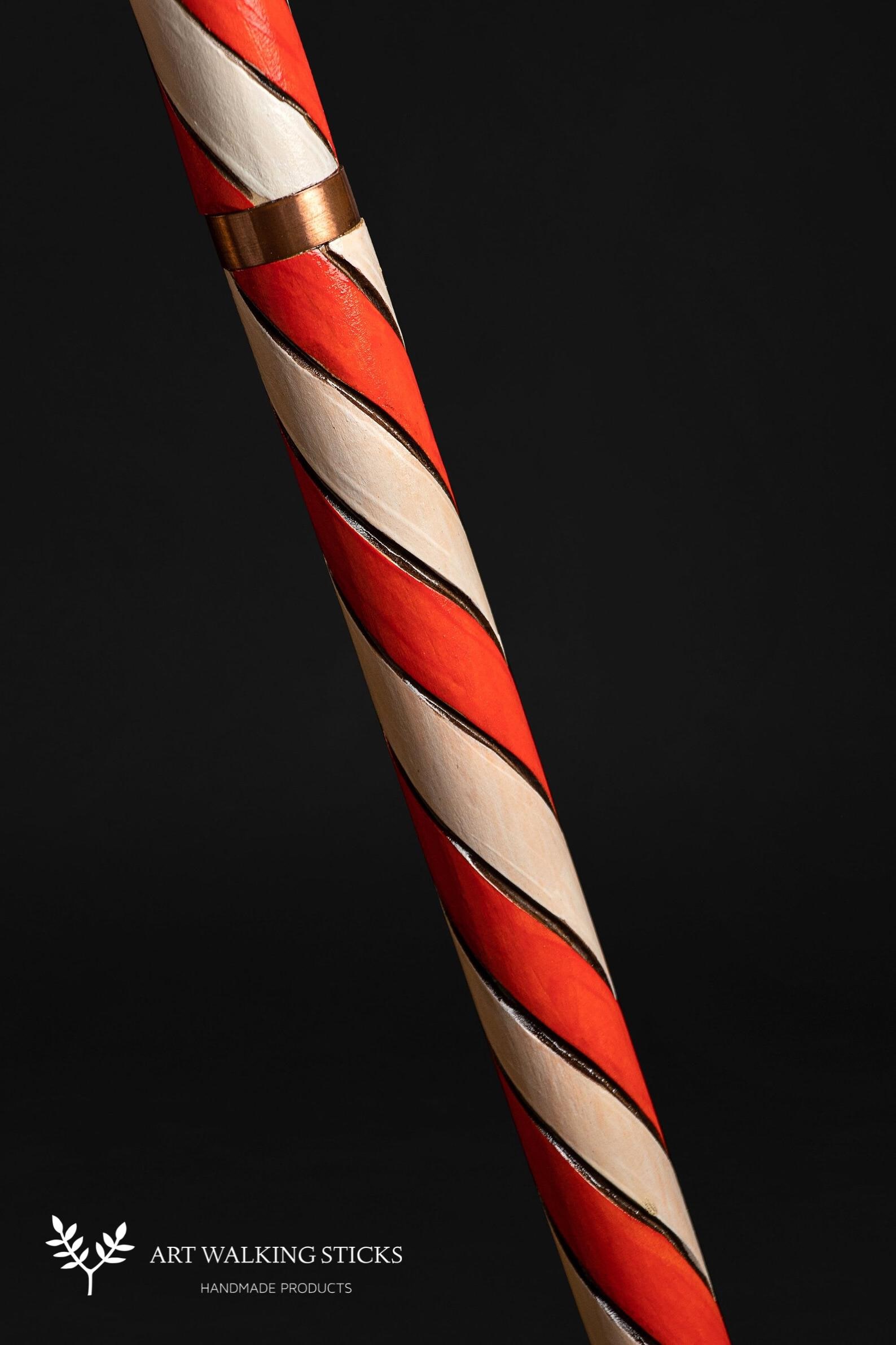 Wooden Candy Walking Cane Christmas, Hand Painted Red White - Etsy