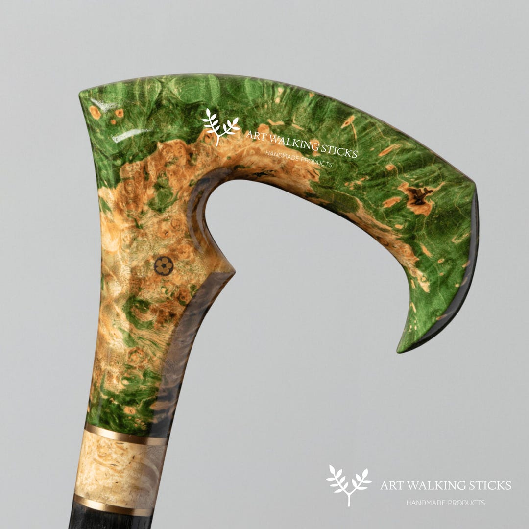 Modern Green Burl Handle Walking Cane, Comfortable for Every Day ...