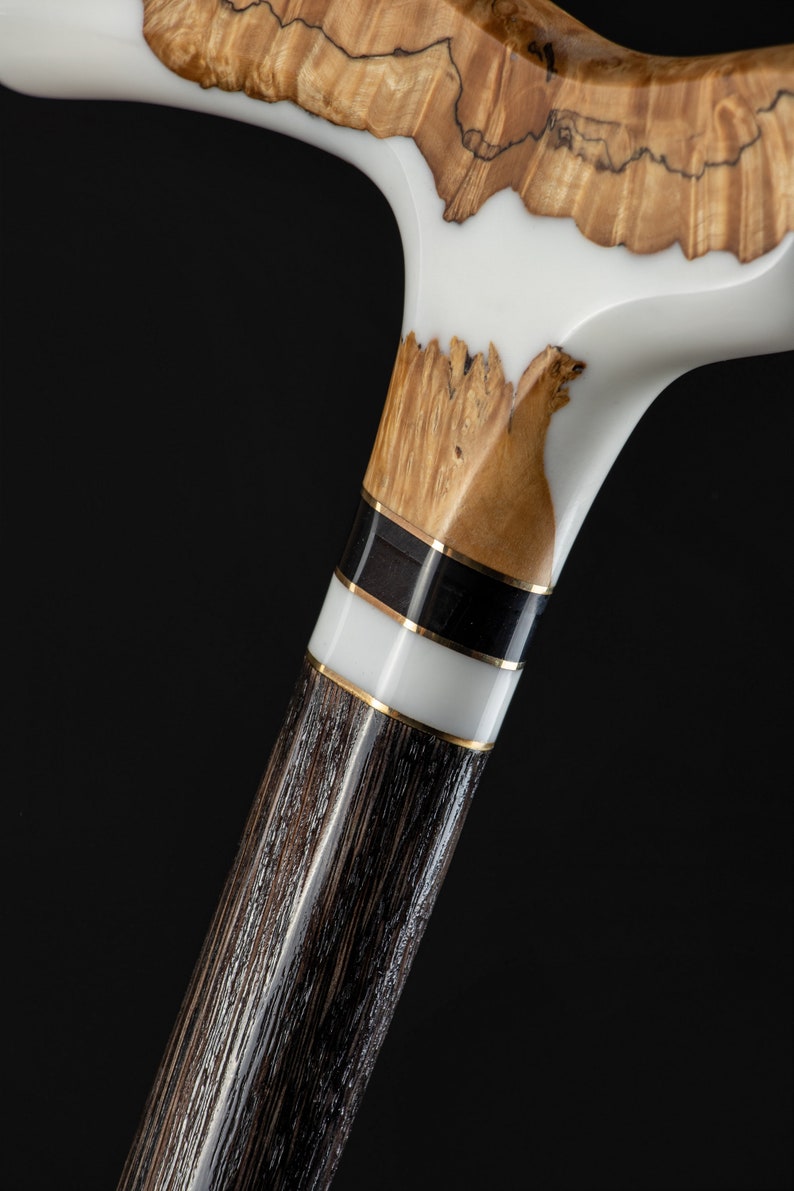 White Epoxy and Maple Burl Walking Cane Stylish Walking Cane | Etsy