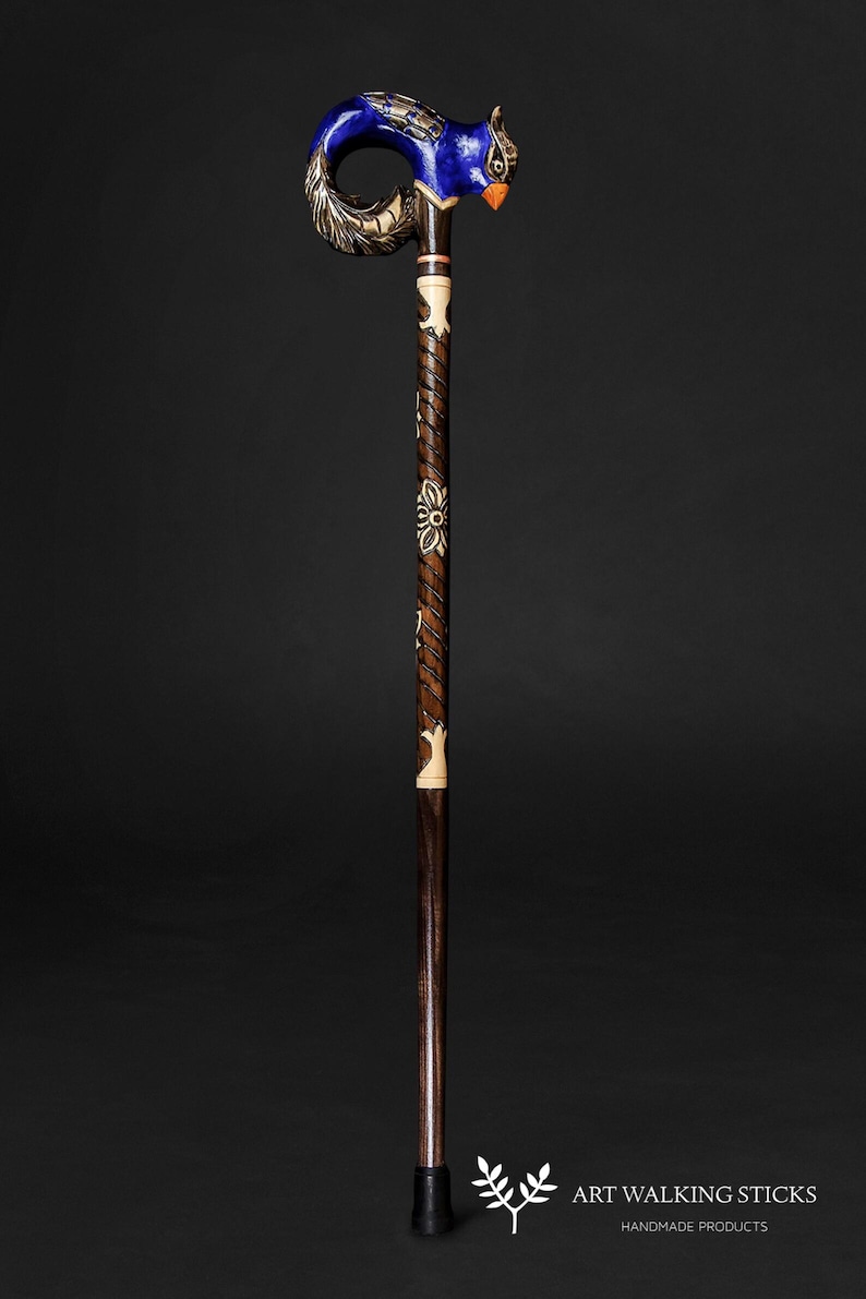 Phoenix Wooden Cane With Carved Handle: Decorative and Functional Wood ...