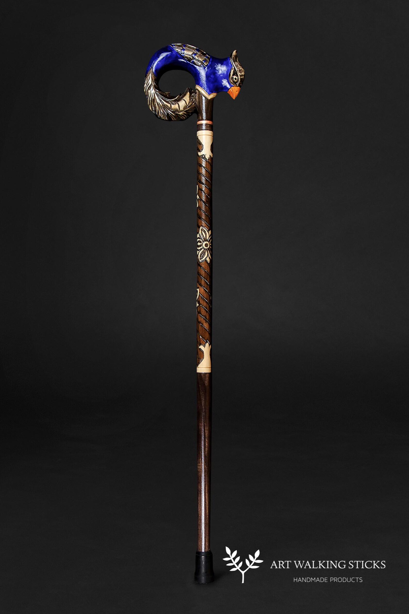 Phoenix Wooden Cane With Carved Handle: Decorative and Functional Wood ...