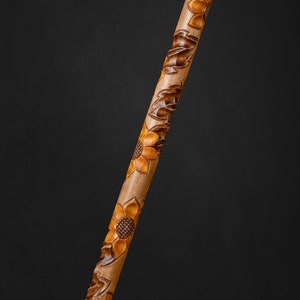 Luxurious Women Walking Cane Sunflower Ornaments, Hand-carved Hand ...