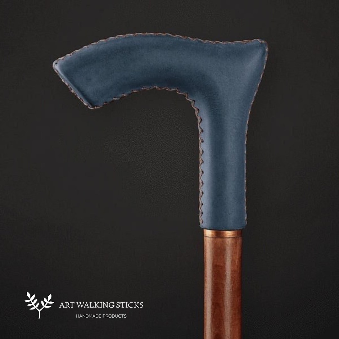 Gift for Grandma, Walking Stick Blue Handle Wood Walking Cane for Women ...
