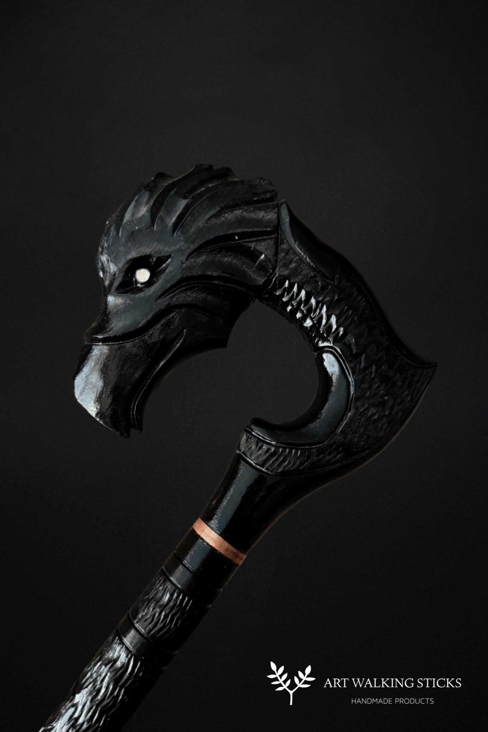 Black Raven Skull Walking Cane Hand-carved Crow, Gothic Modern Style - Etsy