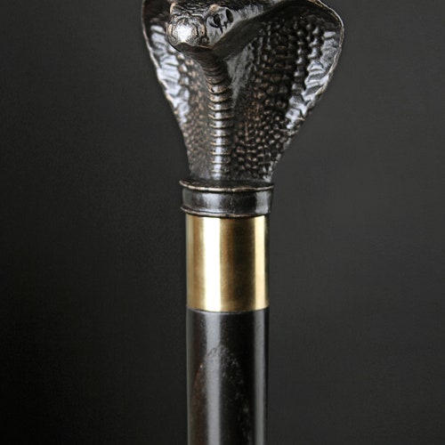 Wooden Cane Walking Stick Cobra Snake Wood Carved Walking - Etsy