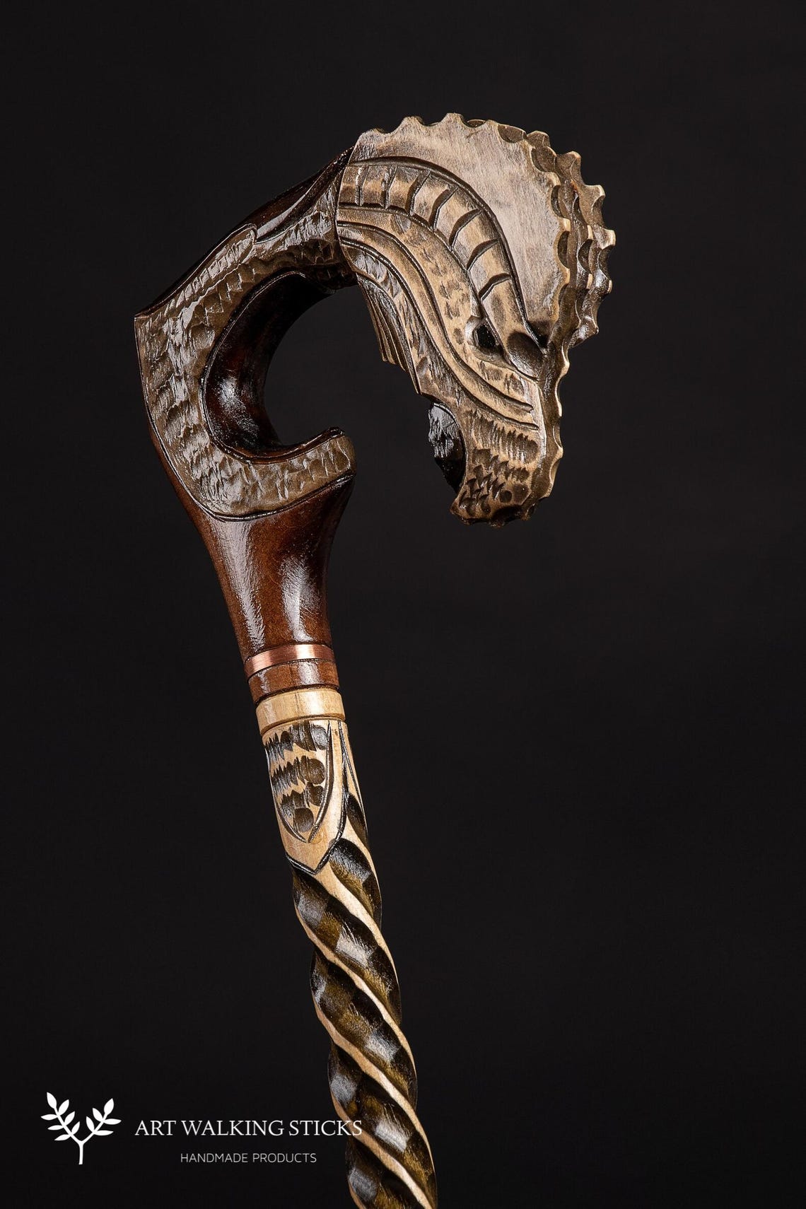 Carved Wooden Cane Lizard Fancy Walking Cane, Walking Stick Designer ...