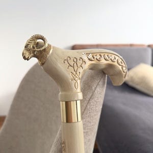 VIP Ram Walking Stick Walking Cane Wood Cane Hand Carved Hiking Stick ...