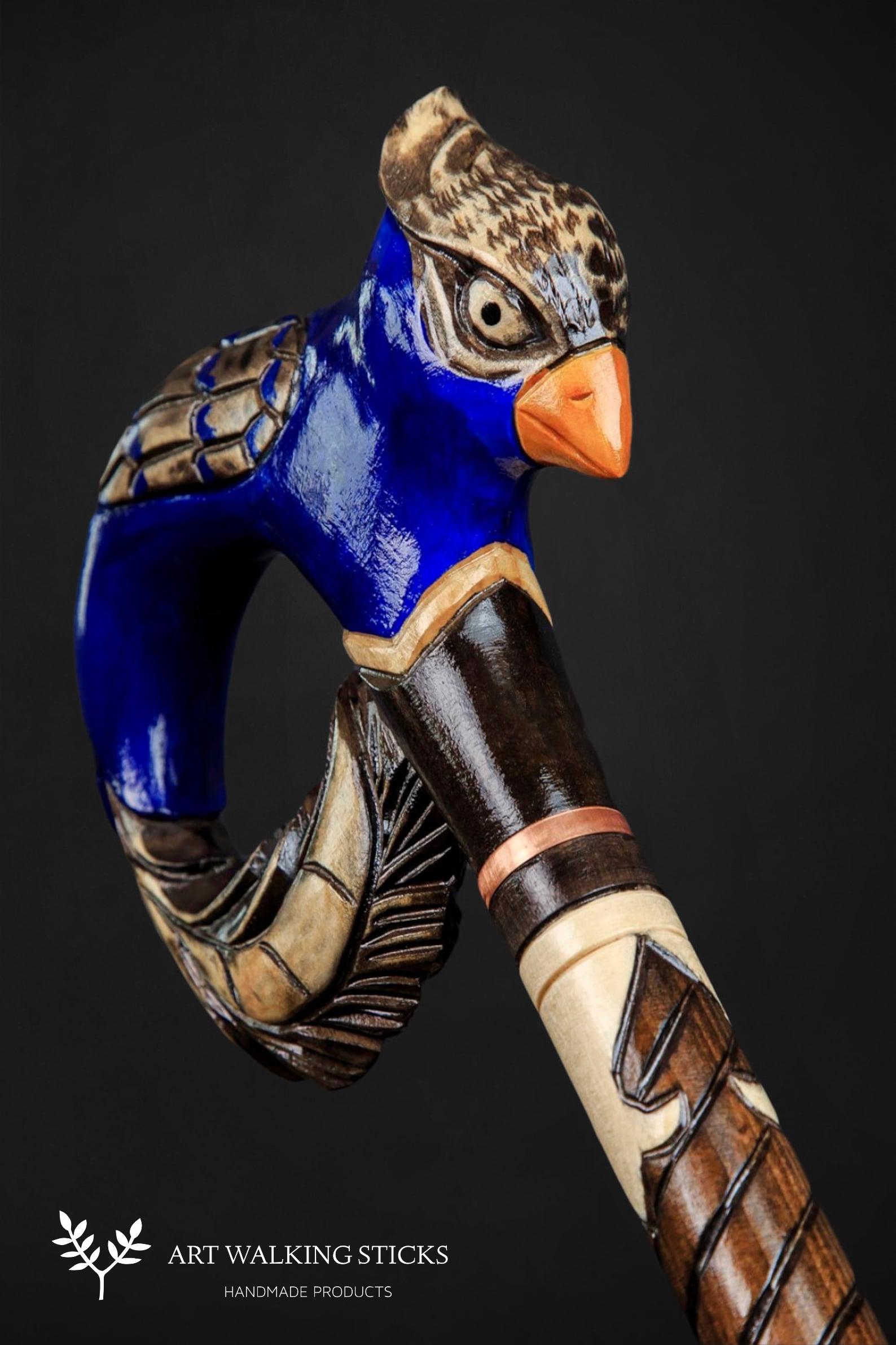 Phoenix Wooden Cane With Carved Handle: Decorative and Functional Wood ...