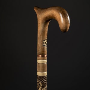 Beige Walking Cane for Ladies Rose, Flower Wooden Walking Stick Wood ...