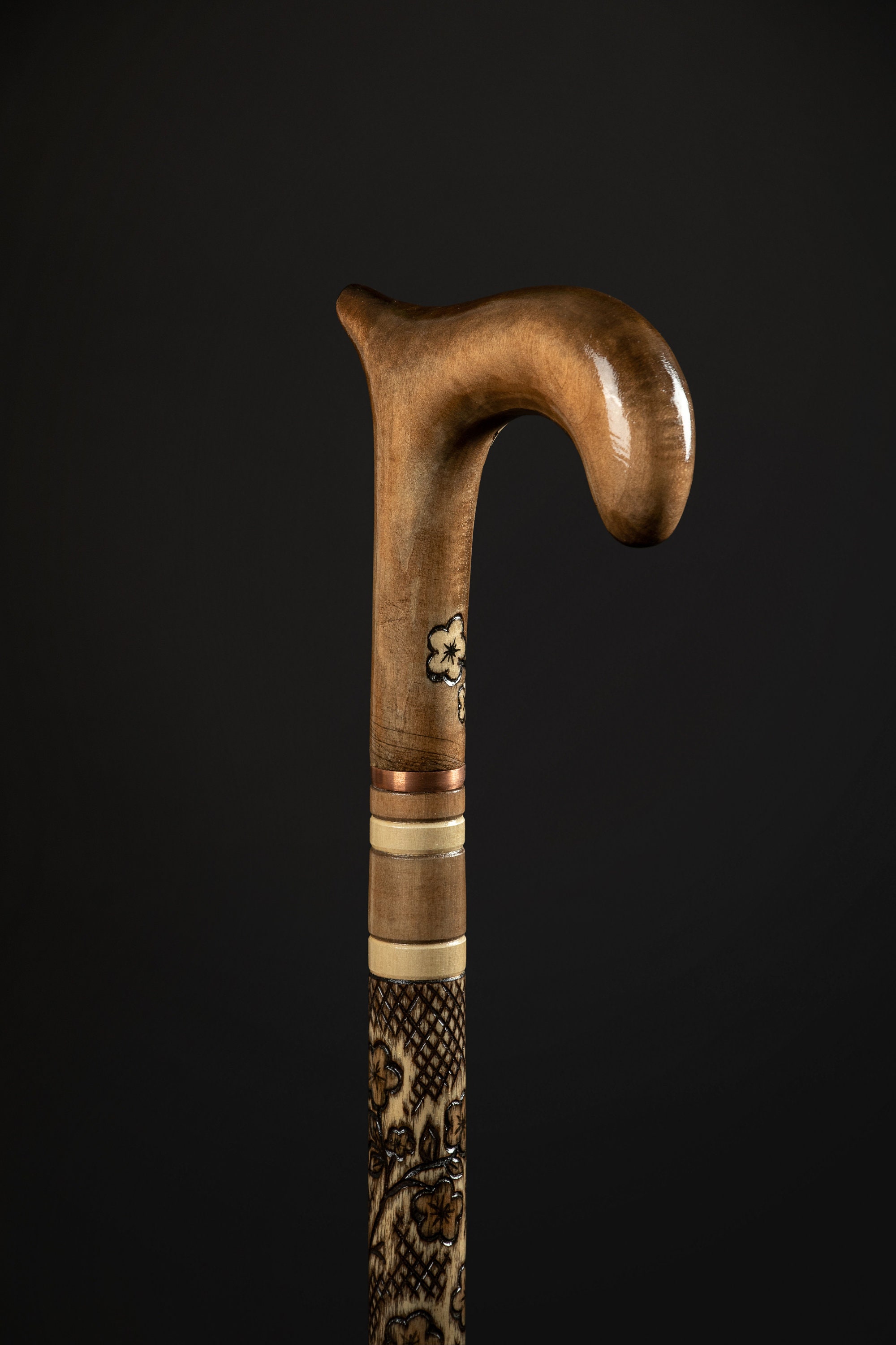 Beige Walking Cane for Ladies Rose Flower Wooden Walking - Etsy