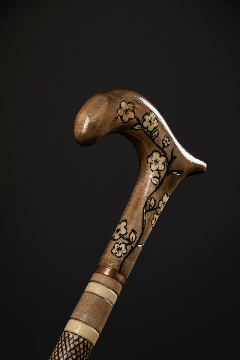 Beige Walking Cane for Ladies Rose Flower Wooden Walking - Etsy