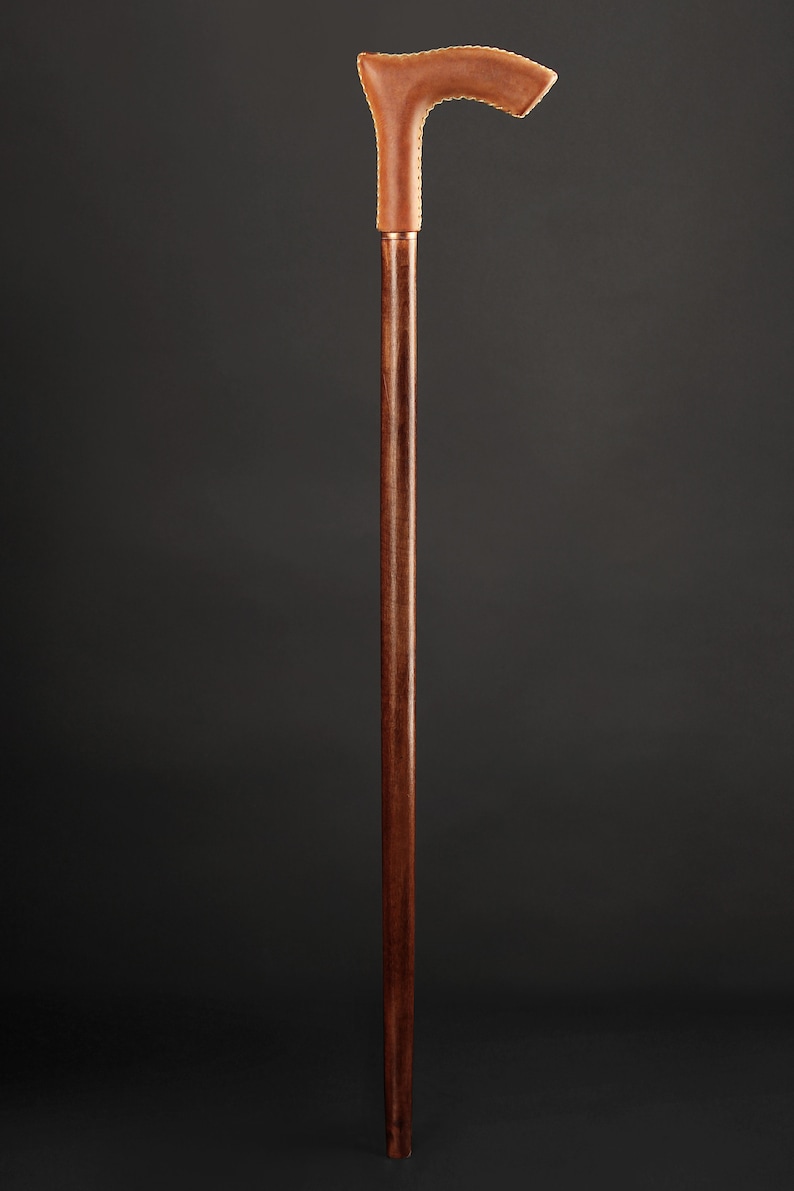 Light Brown Handle Leather Walking Cane & Walking Stick for | Etsy