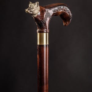 VIP Boar Walking Stick Walking Cane Wood Cane Hand Carved Hiking Stick ...