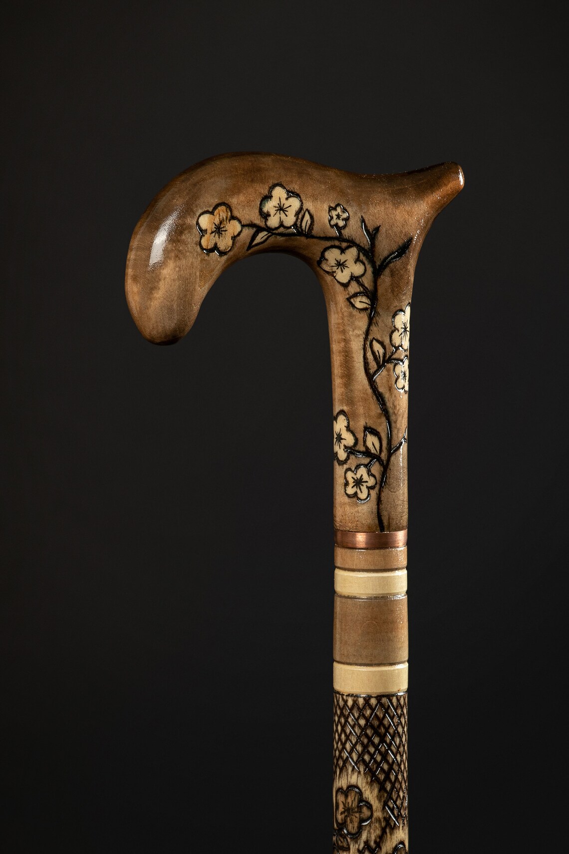 Beige Walking Cane for Ladies Rose Flower Wooden Walking - Etsy