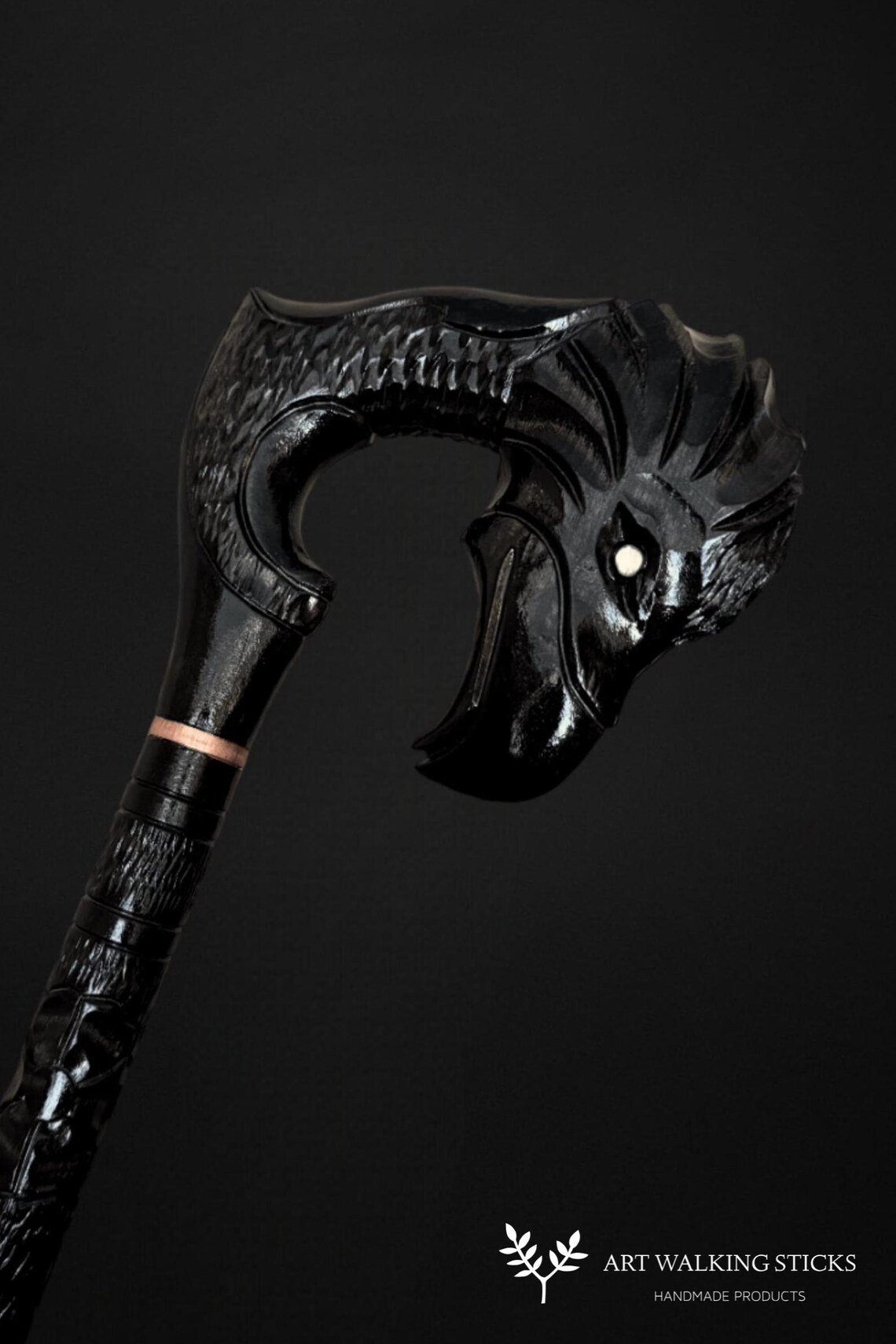 Black Raven Skull Walking Cane Hand-carved Crow, Gothic Modern Style - Etsy
