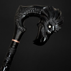 Black Raven Skull Walking Cane Hand-carved Crow, Gothic Modern Style - Etsy