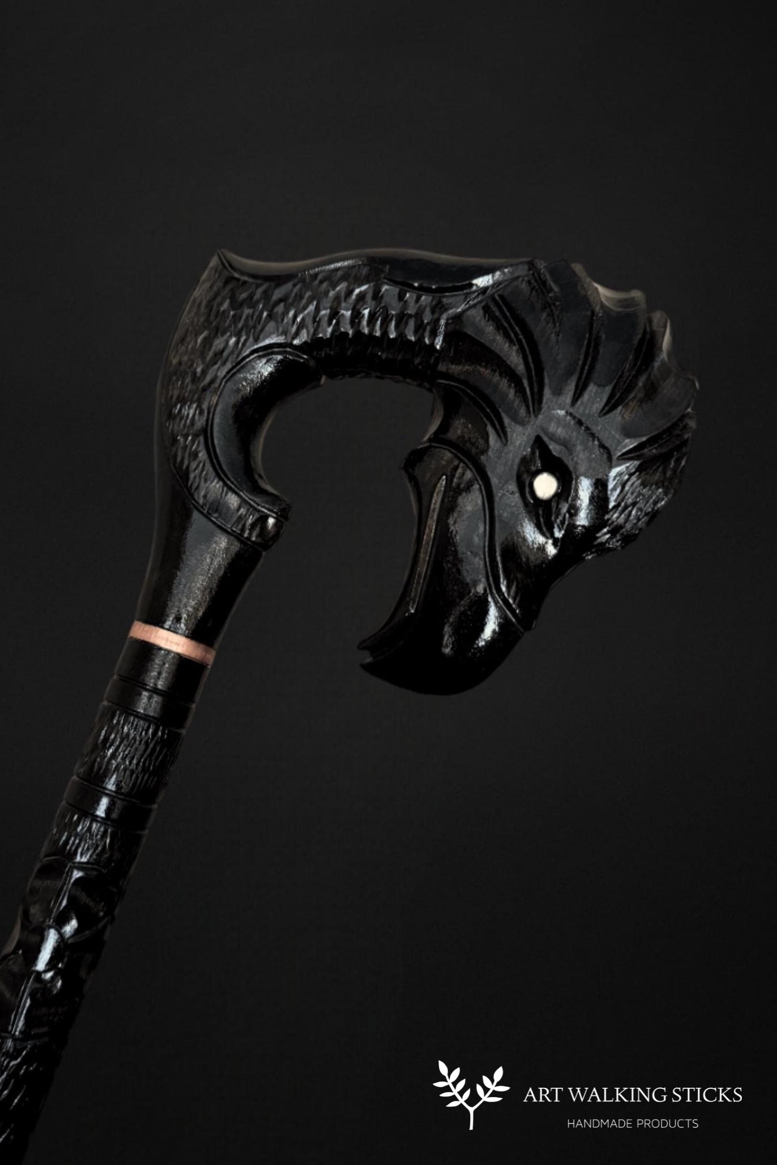 Black Raven Skull Walking Cane Hand-carved Crow, Gothic Modern Style - Etsy