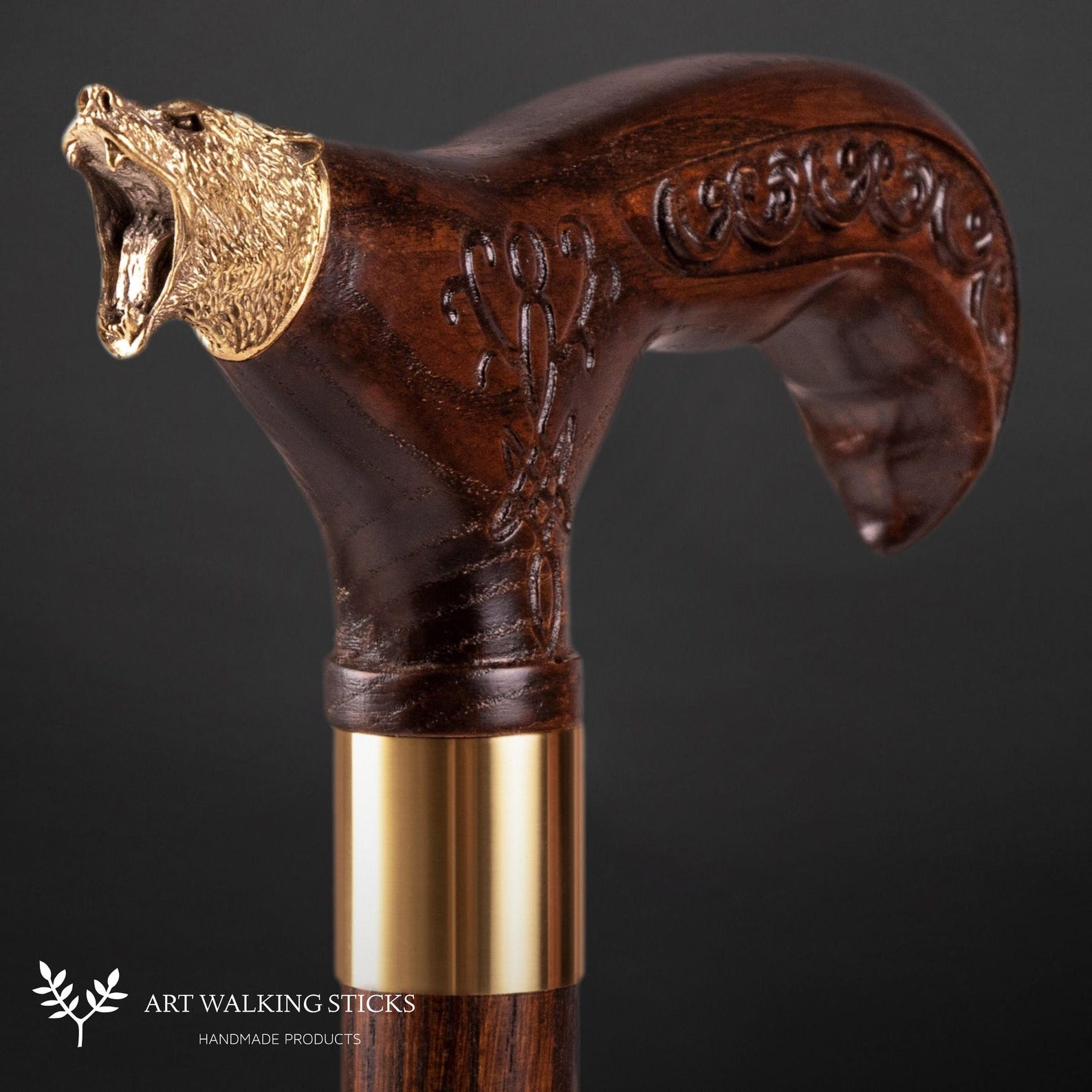 Bear Luxury Walking Cane for Men, Cool Fasionable Handle Brass Bear ...