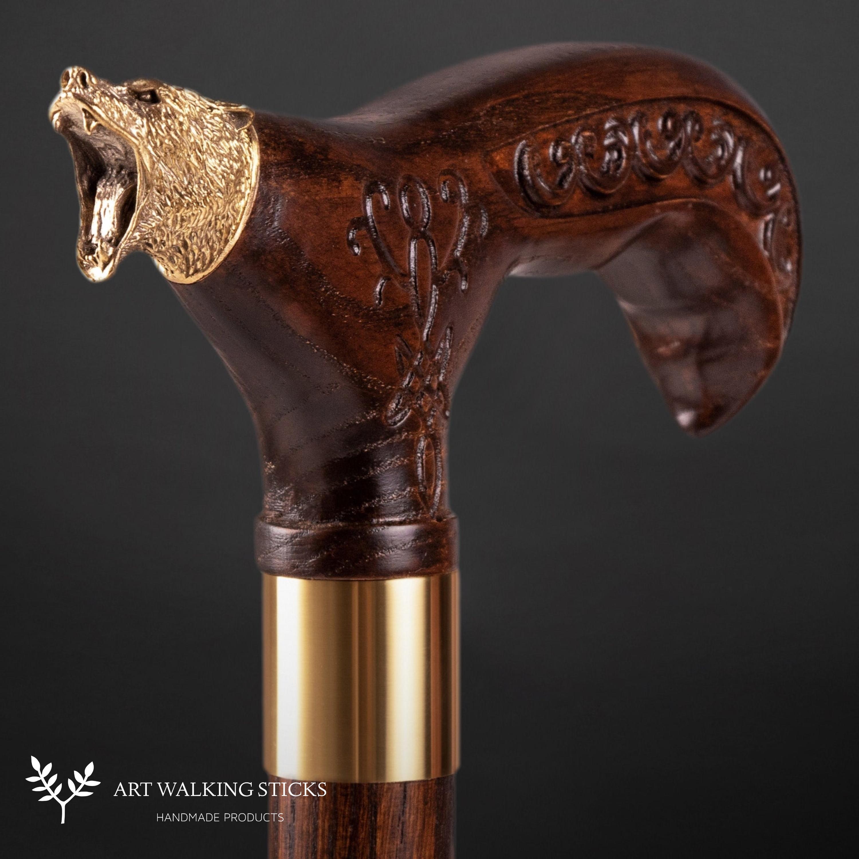 Bear Luxury Walking Cane for Men, Cool Fasionable Handle Brass Bear ...