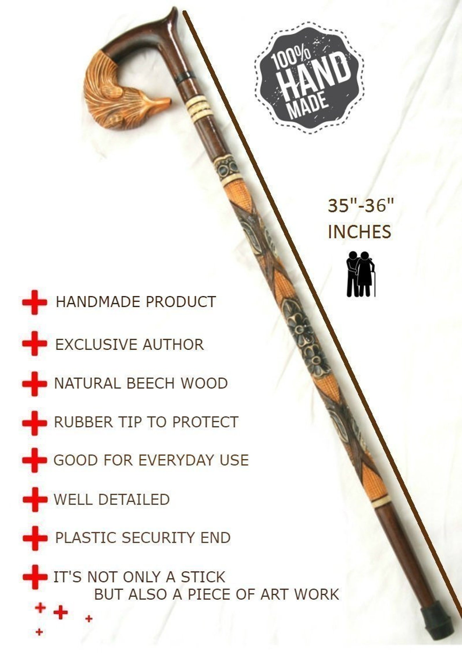 Red Fox Walking Stick Pretty Fashionable 36 Inch Cane Hand - Etsy