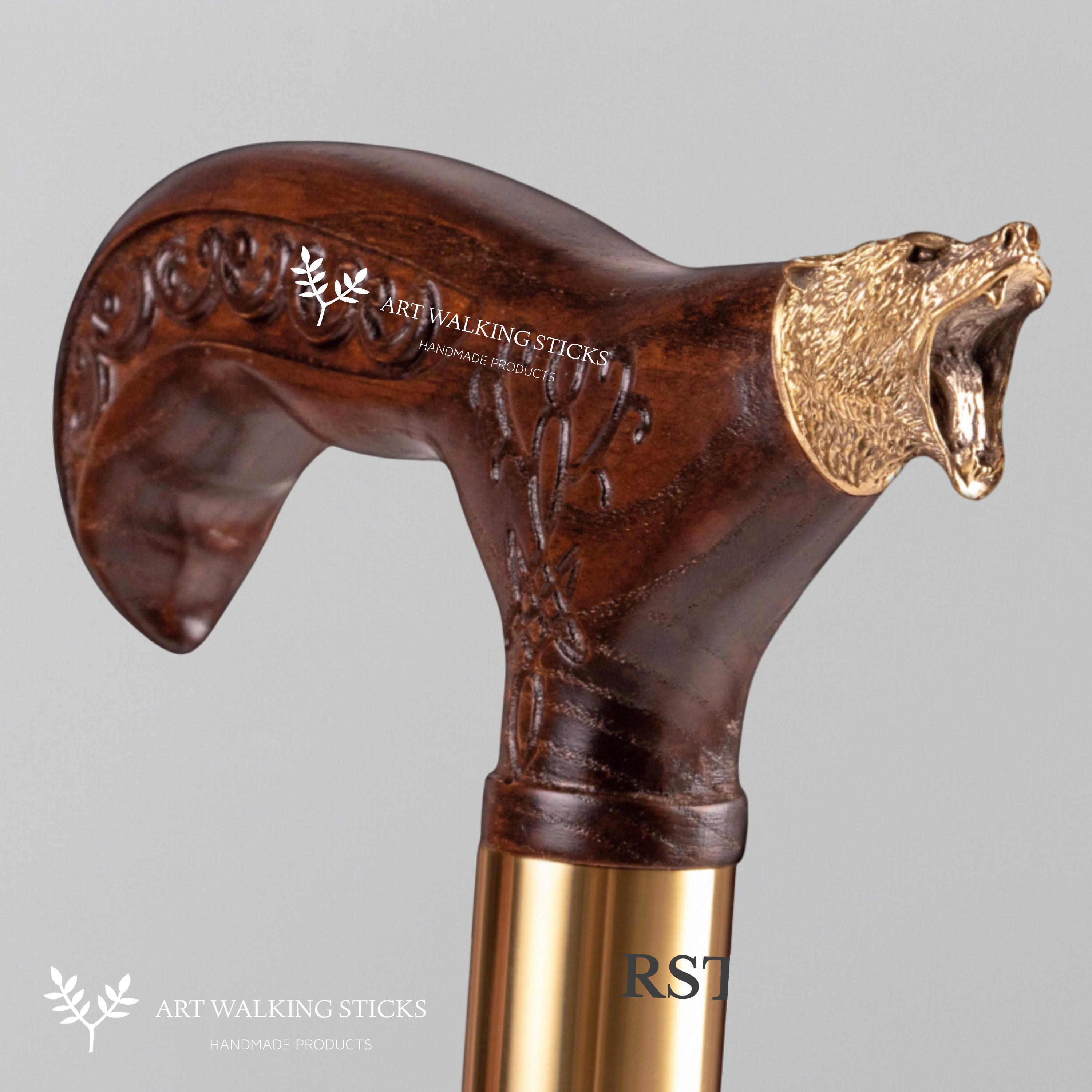 Bear Luxury Walking Cane for Men, Cool Fasionable Handle Brass Bear ...