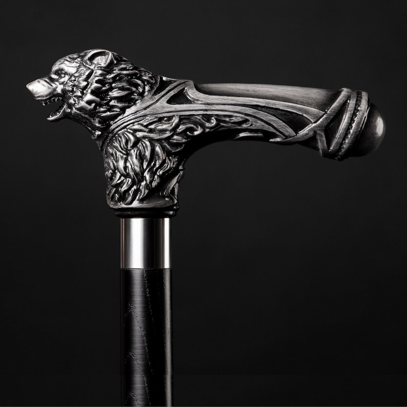 Wolfman Black Luxury Waking Cane Wolf for Him Gift - Walking Stick for ...