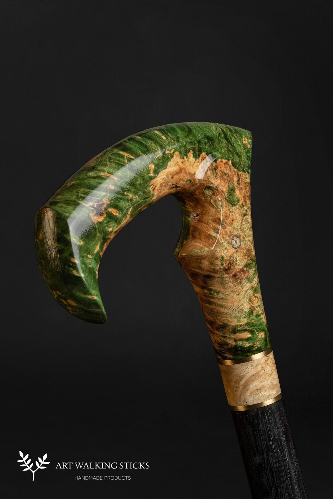 Modern Green Burl Handle Walking Cane, Comfortable for Every Day ...