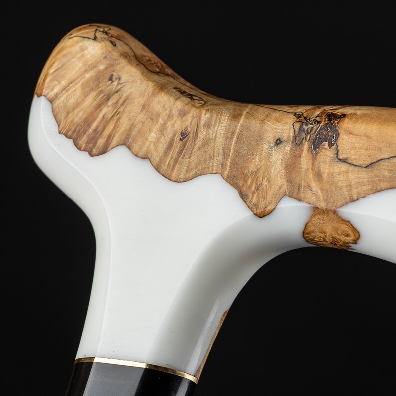 White Epoxy and Maple Burl Walking Cane Stylish Walking Cane | Etsy