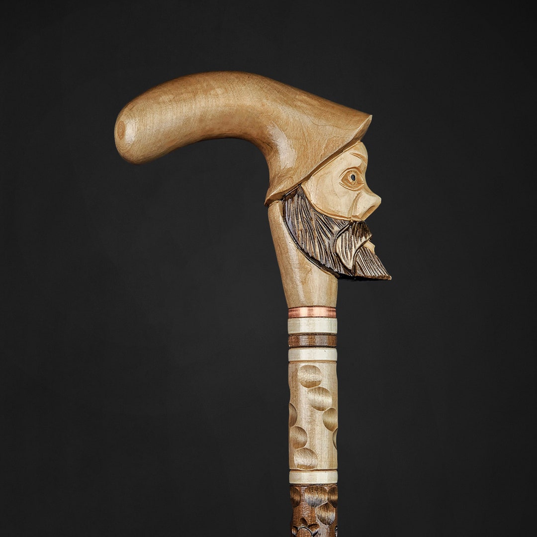 Antique Folk Art Cane Walking Stick Funny Old Men Hand Carved - Etsy