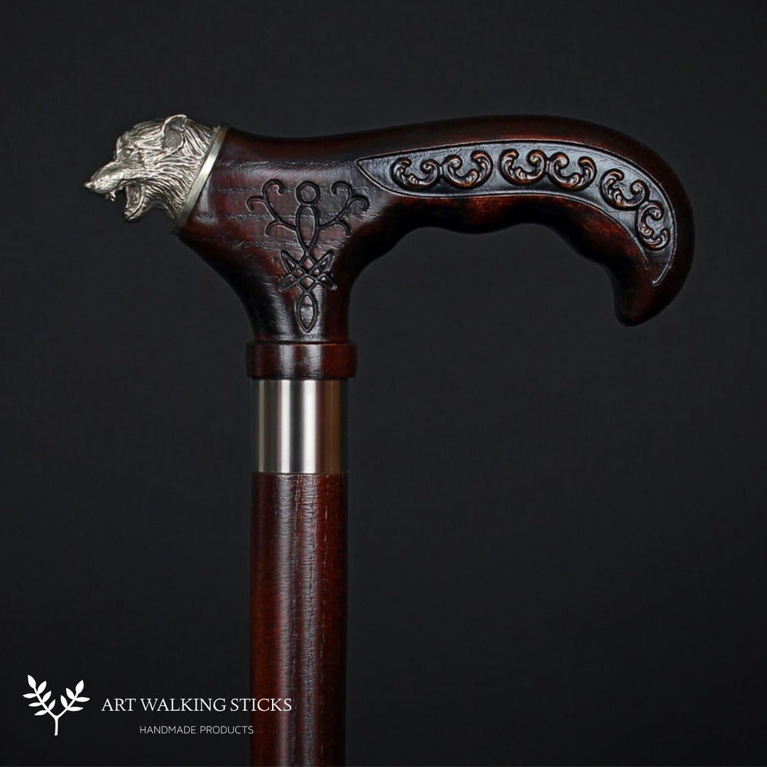 Wolf Head Canes for Men Bronze - Fashionable Walking Cane for Men ...