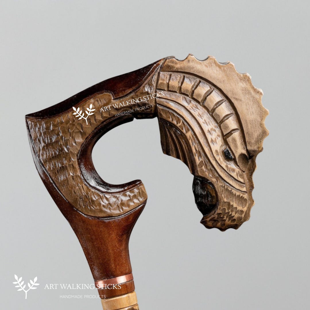 Carved Wooden Cane Lizard Fancy Walking Cane, Walking Stick Designer ...