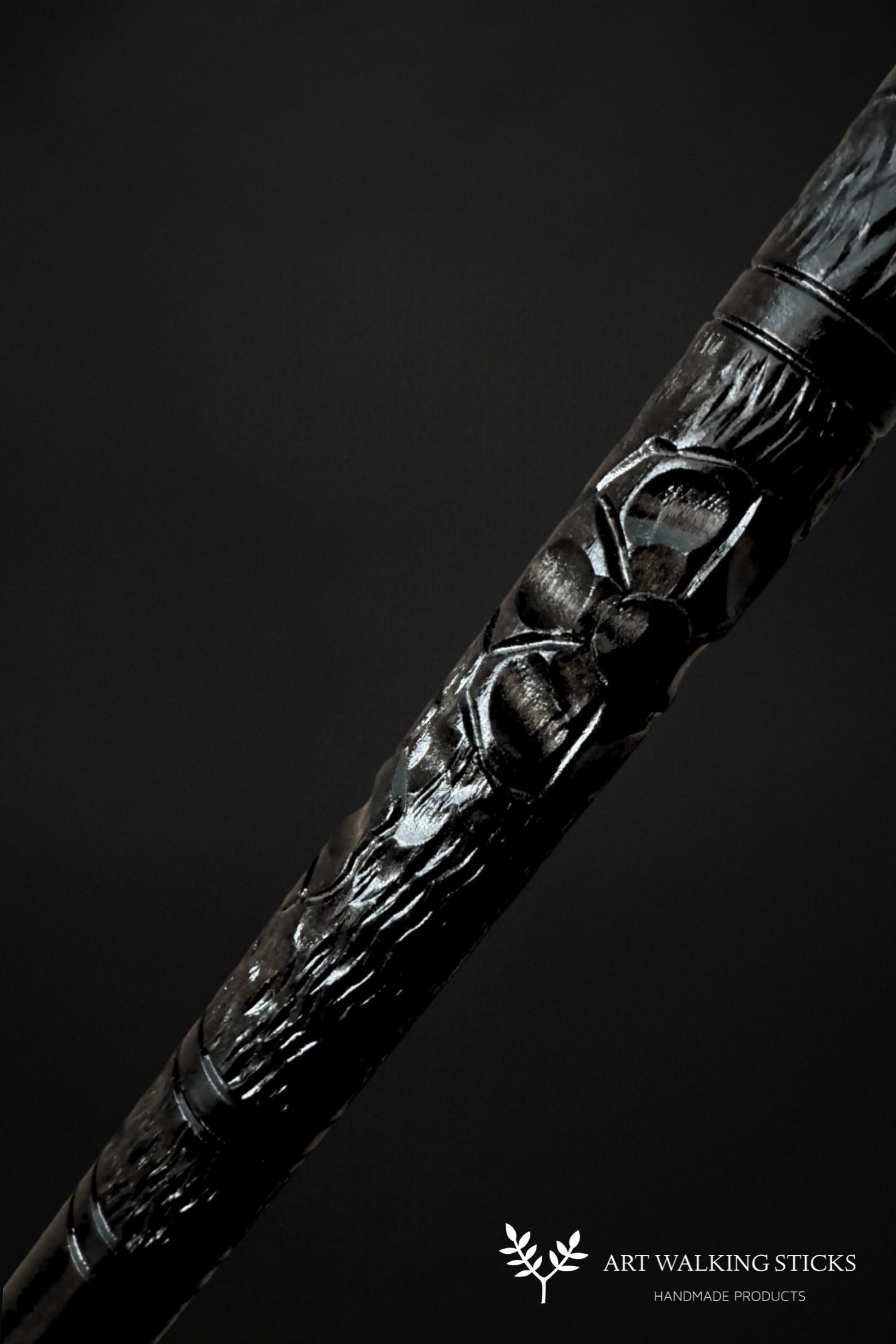 Black Raven Skull Walking Cane Hand-carved Crow, Gothic Modern Style - Etsy