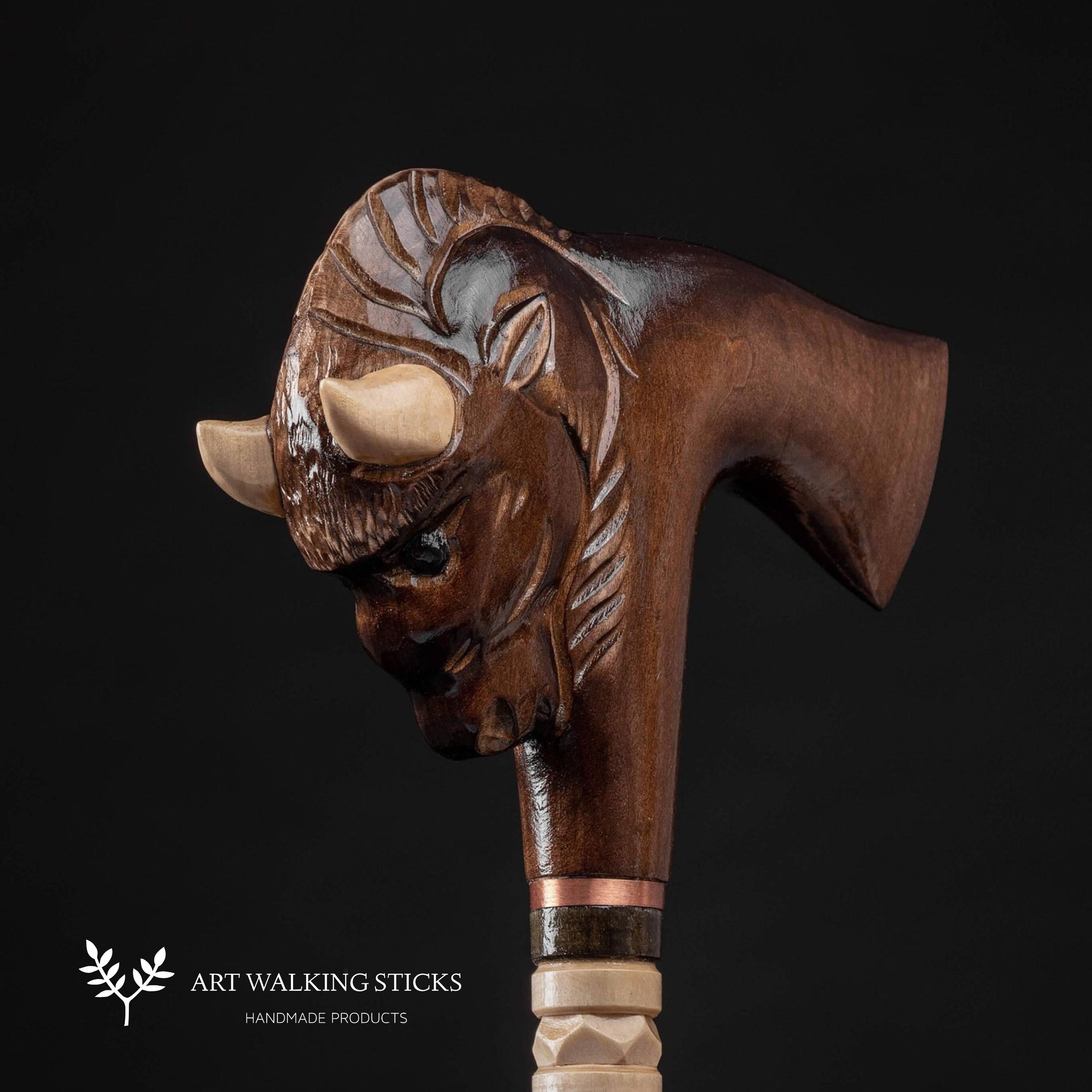 Bull Walking Cane for Men, Fancy Canes Hand Carved Stick and Cane ...
