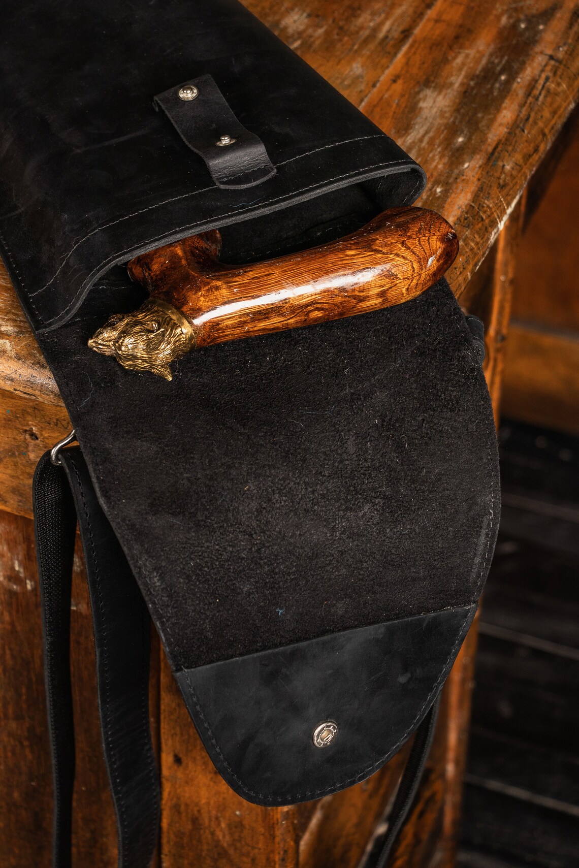 Black Bag for Walking Stick Storage, Walking Cane Case Leather - Cane ...