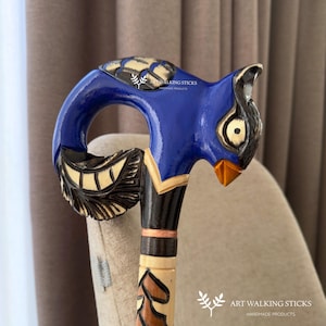 Phoenix Wooden Cane With Carved Handle: Decorative and Functional Wood ...