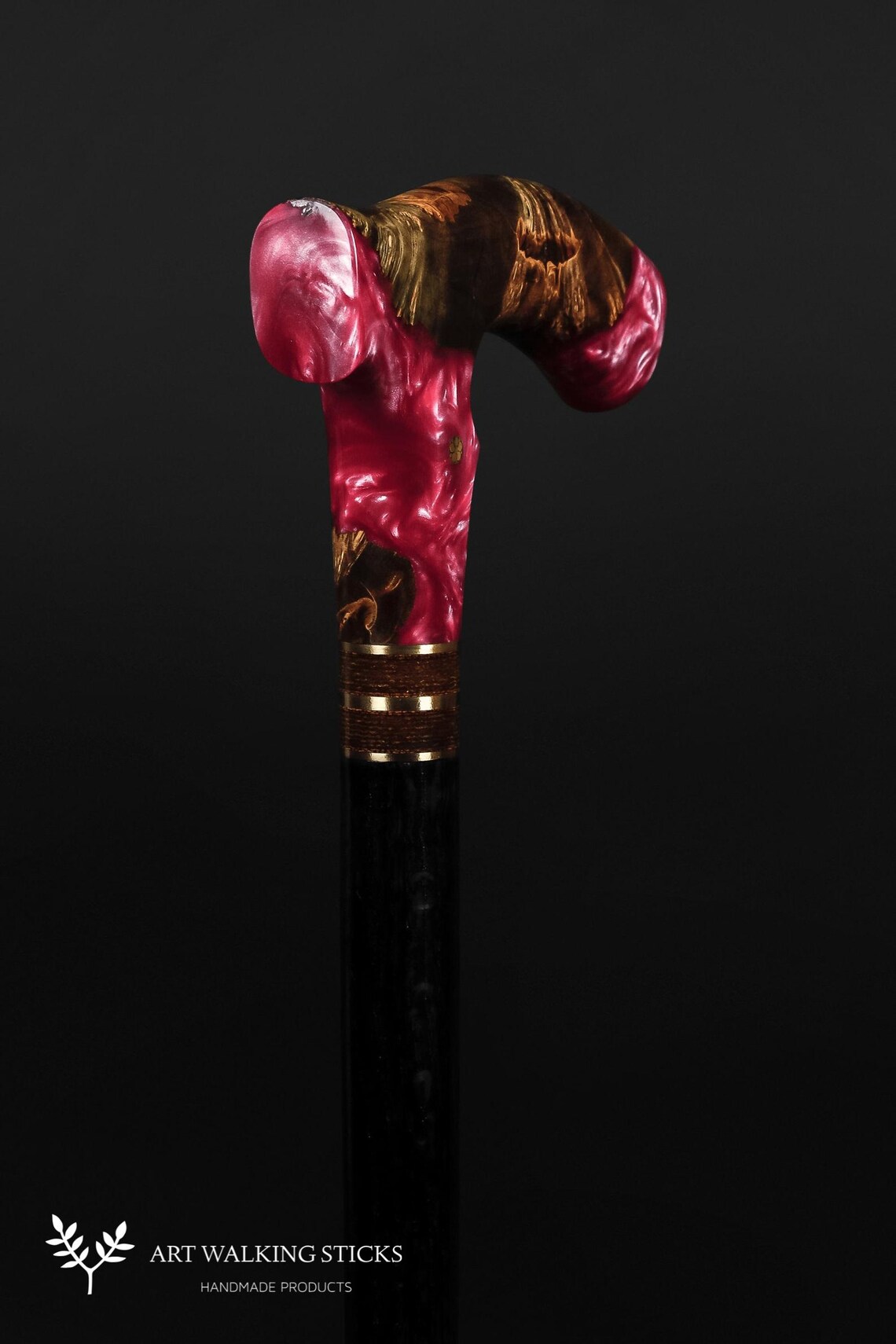 Pink Walking Stick, Wood ART Walking Sticks for Young People, Fashion ...