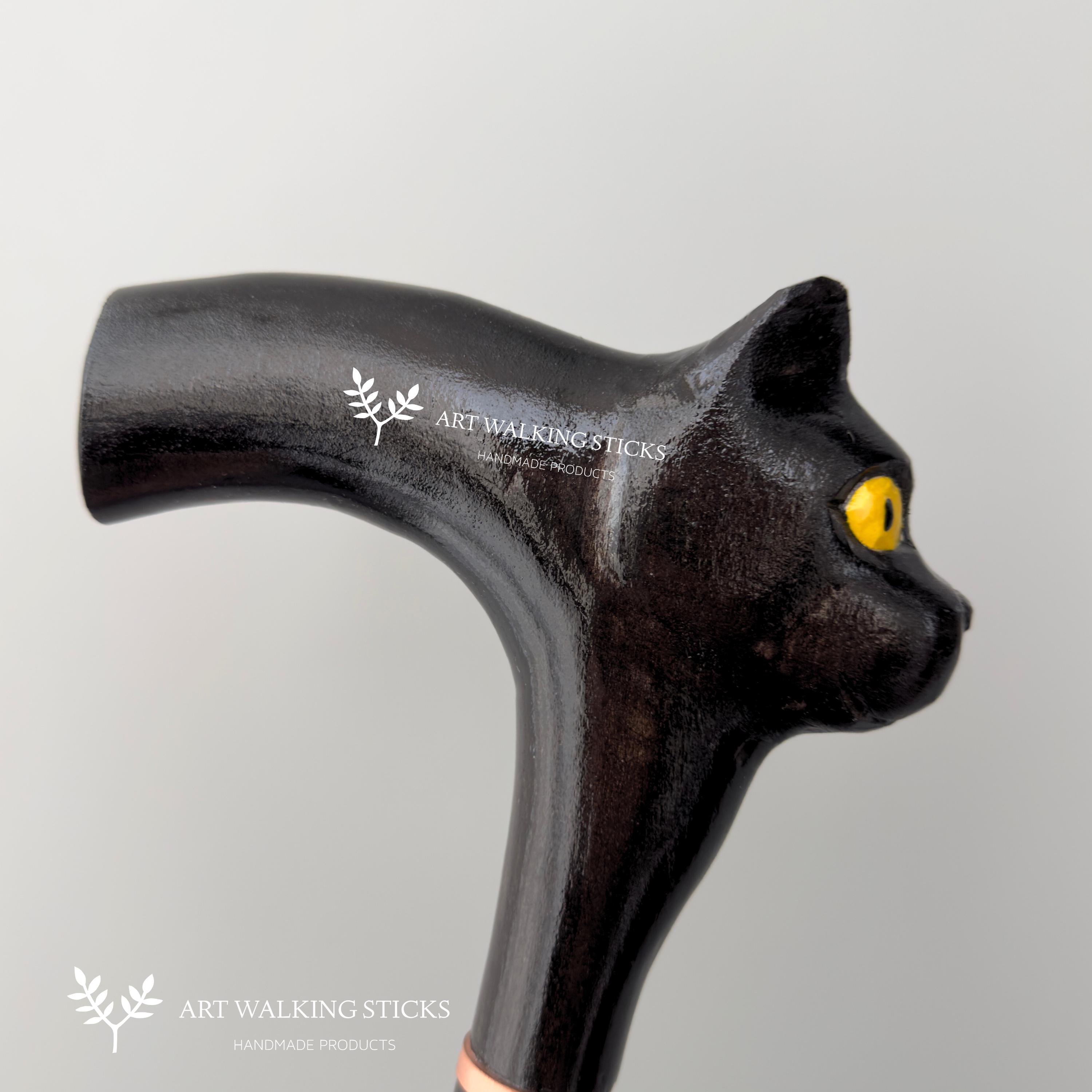 Black Cat Walking Cane for Women Ladies Hand Carved Cat Unique Art ...