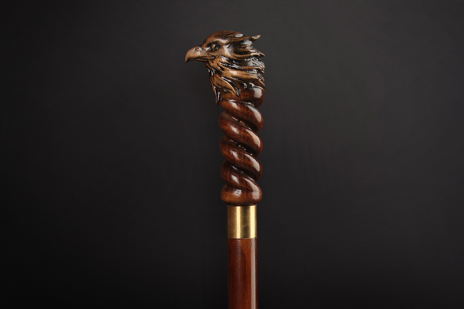 Walking Stick Cane Dark Wooden Handmade Wood Hand Carved - Etsy